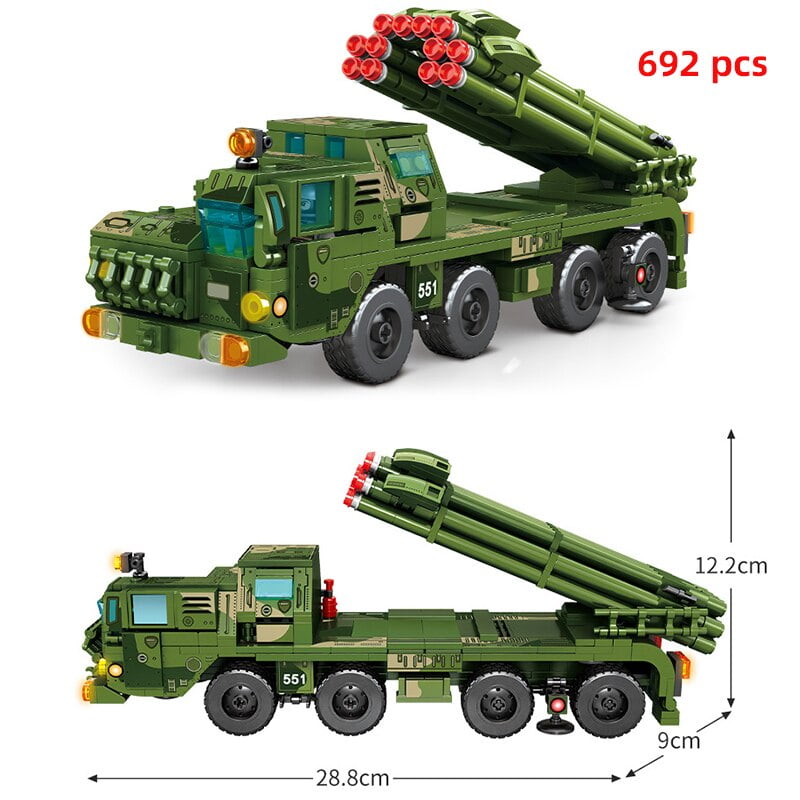Tanque militar T14 T80, avión F22 F35 Cruiser, modelo de bloques de construcción WW2 Scud ...