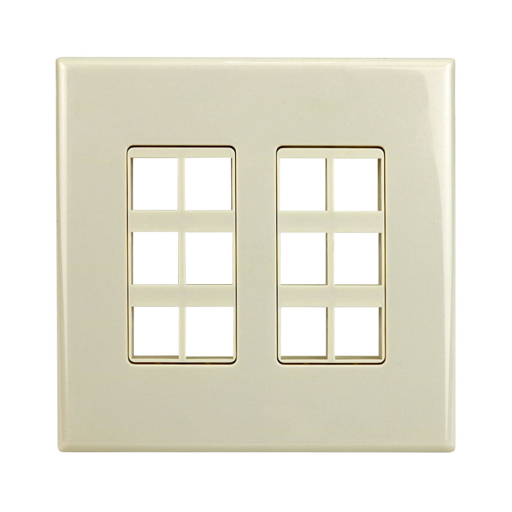 Construct Pro 12-Port Keystone Wall Plate with Screwless Face (Color ...
