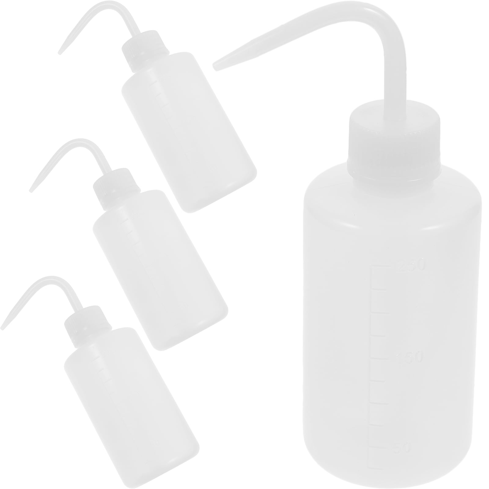4 botellas de lavado de 250 ml con escala, boquilla flexible y graduada ...