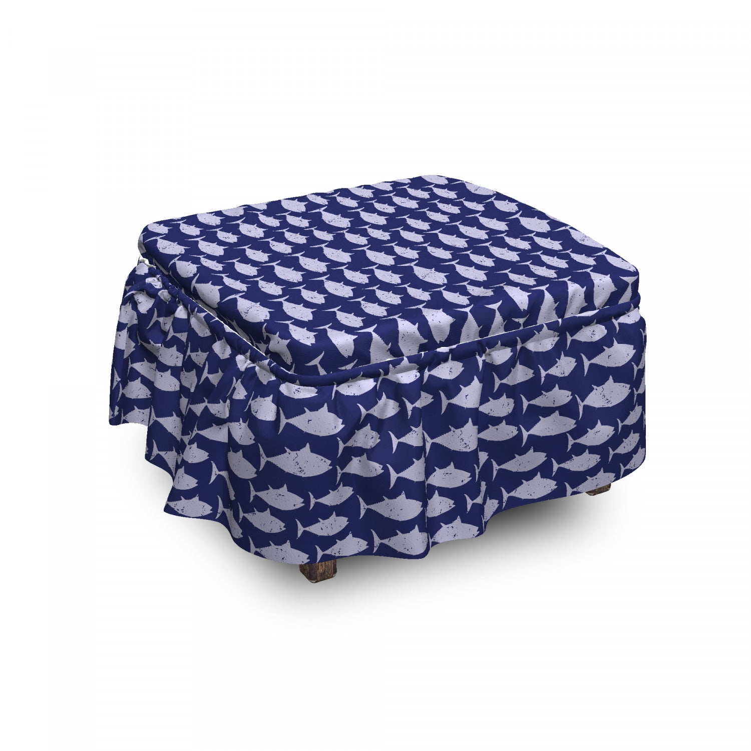 Fish Ottoman Cover, Grunge Art Dangerous Piranhas, 2 Piece Slipcover ...