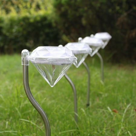 Cheers 4Pcs Diamond-Shape Solar Powered LED Stake Lights Garden Lawn ...