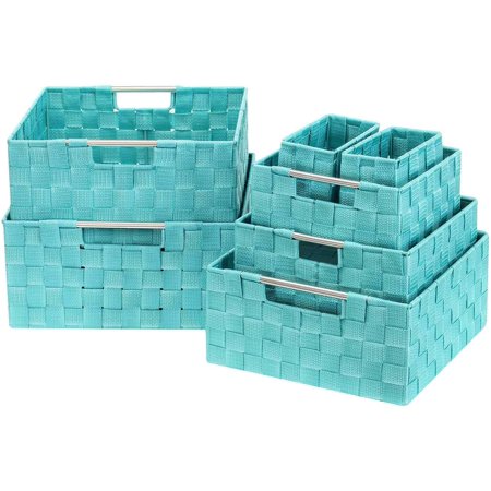 Storage Box Woven Basket Bin Container Tote Cube Organizer Set ...