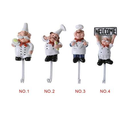 Cartoon Chef Figurine Wall Hooks Cloth Towel Storage Hanger ;Sticky ...