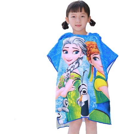 Kids Frozen Elsa Hooded Beach Bath Towel,Boys Girls 3D Disney Princess ...