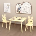 Cute Bunny Design Kids Table and Chair Set Cream Yellow Sturdy Wooden ...