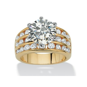 14K Gold Over Sterling Silver Cubic Zirconia Waterfall Cluster Ring ...