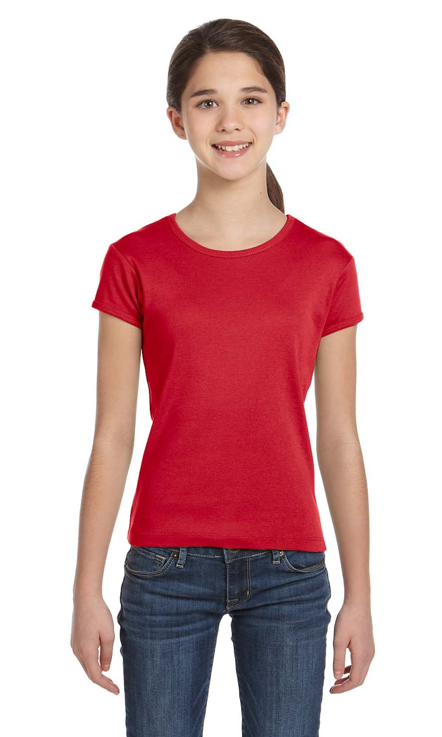 Bella + Canvas Girls' T-Shirt Girl's 1x1 Baby Rib Short-Sleeve Crew ...