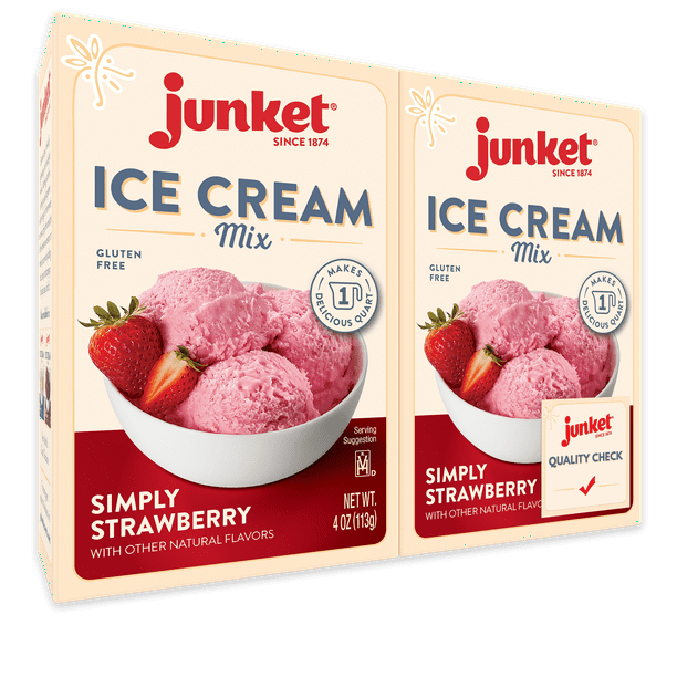 Junket Ice Cream Mix Strawberry, 4 oz Box Yields 1 Quart (Pack of 2 ...