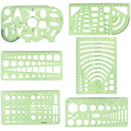 Hegebeck Geometric Drawings Templates Clear Green Rulers Multi-Function ...