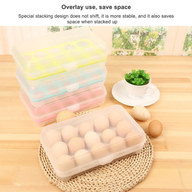 Plastic Eggs Containers(15 Eggs) Clear Deviled Tray Storage Box ...