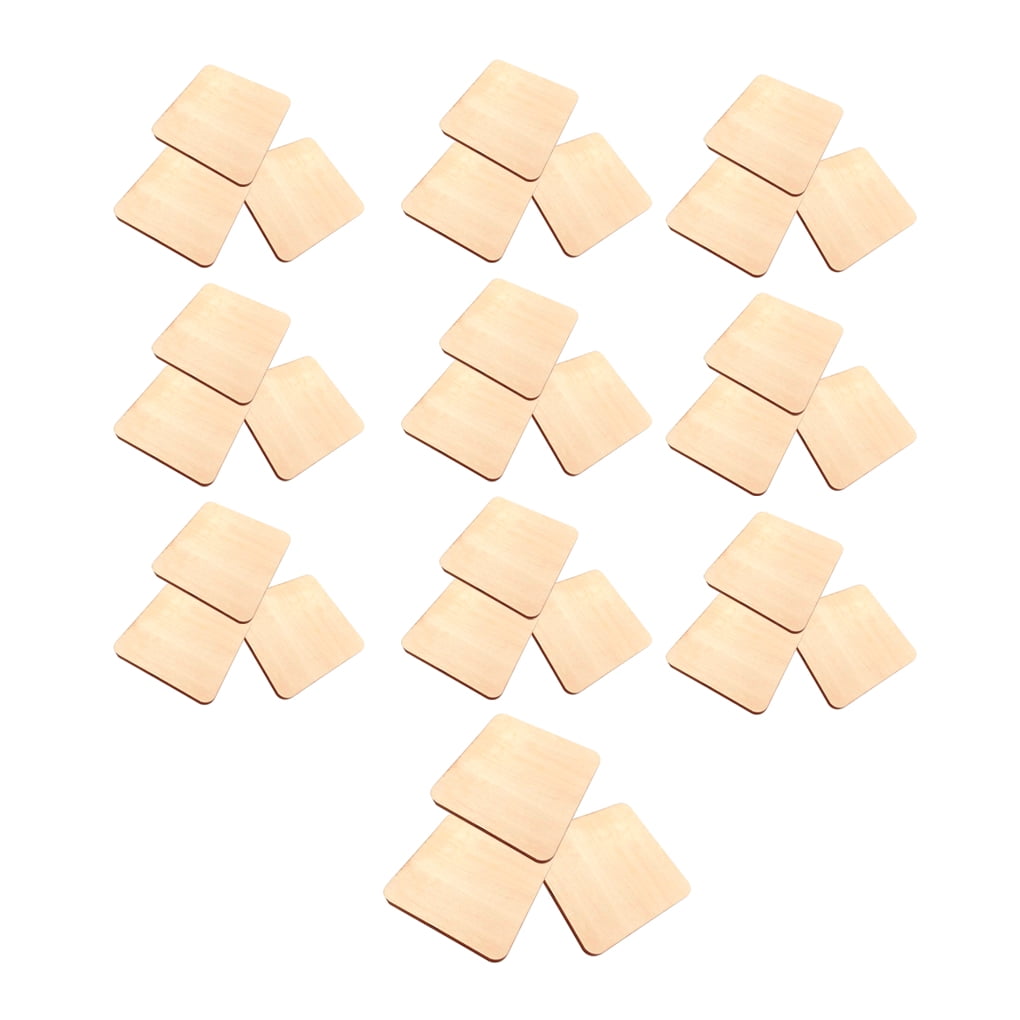 30pcs Wood Squares Wooden Pieces Square Plywood Sheets with Rounded ...