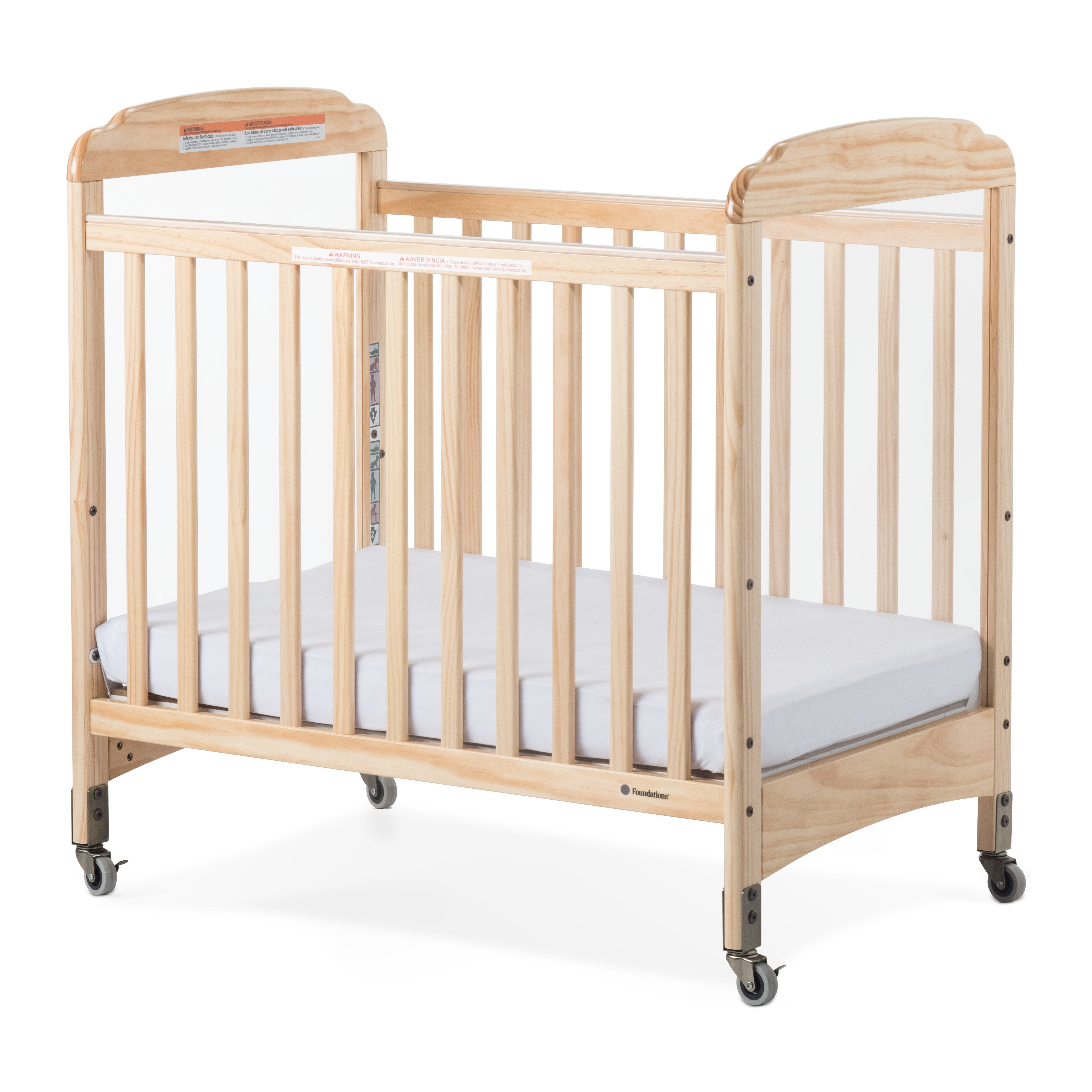 Next Gen Serenity® Fixed-Side Compact Clearview Crib - Natural ...