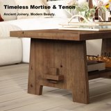 43.3'' Rustic Farmhouse Coffee Table with Solid Fir Wood Top, Wedged ...