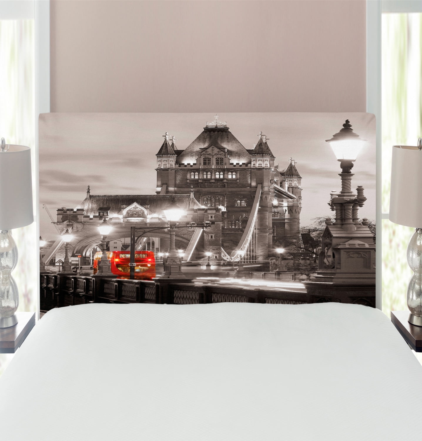 Black and White Headboard, London Theme Tower Bridge in the Famous City ...