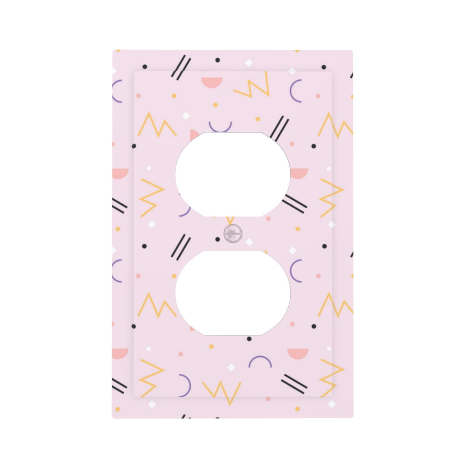DouZhe 1-Gang Duplex Outlet Cover, Pink Memphis Style Shapes Decorative ...