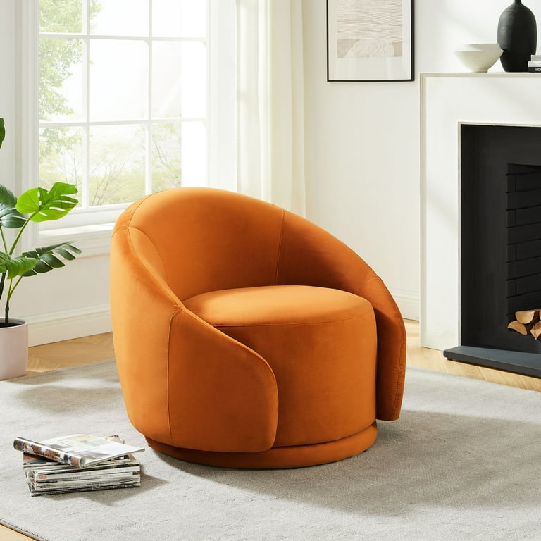 Orange leather swivel chair store