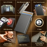 WELLNEC Men's Pop Up Wallet, RFID Blocking, Carbon Fiber, ID Window ...