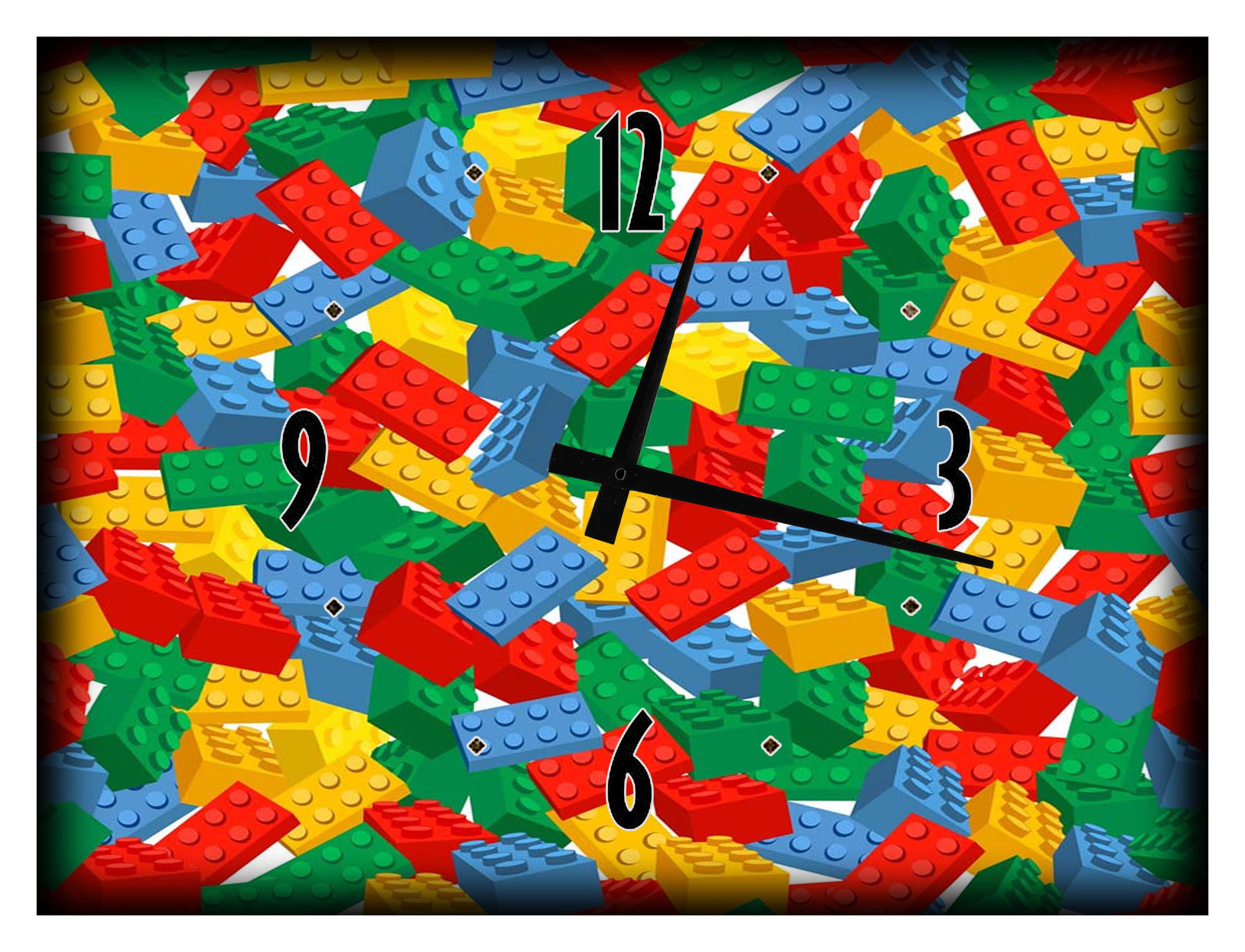 WAll Clock On Canvas Print Background Of Kids Builder Blocks Home Decor wall-clock-on-canvas-print-background-of-kids-builder-blocks-home-decor