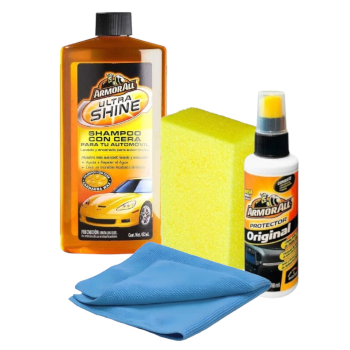 Shampoo y abrillantador Armor All 473ml con esponja y paño Limpieza ...