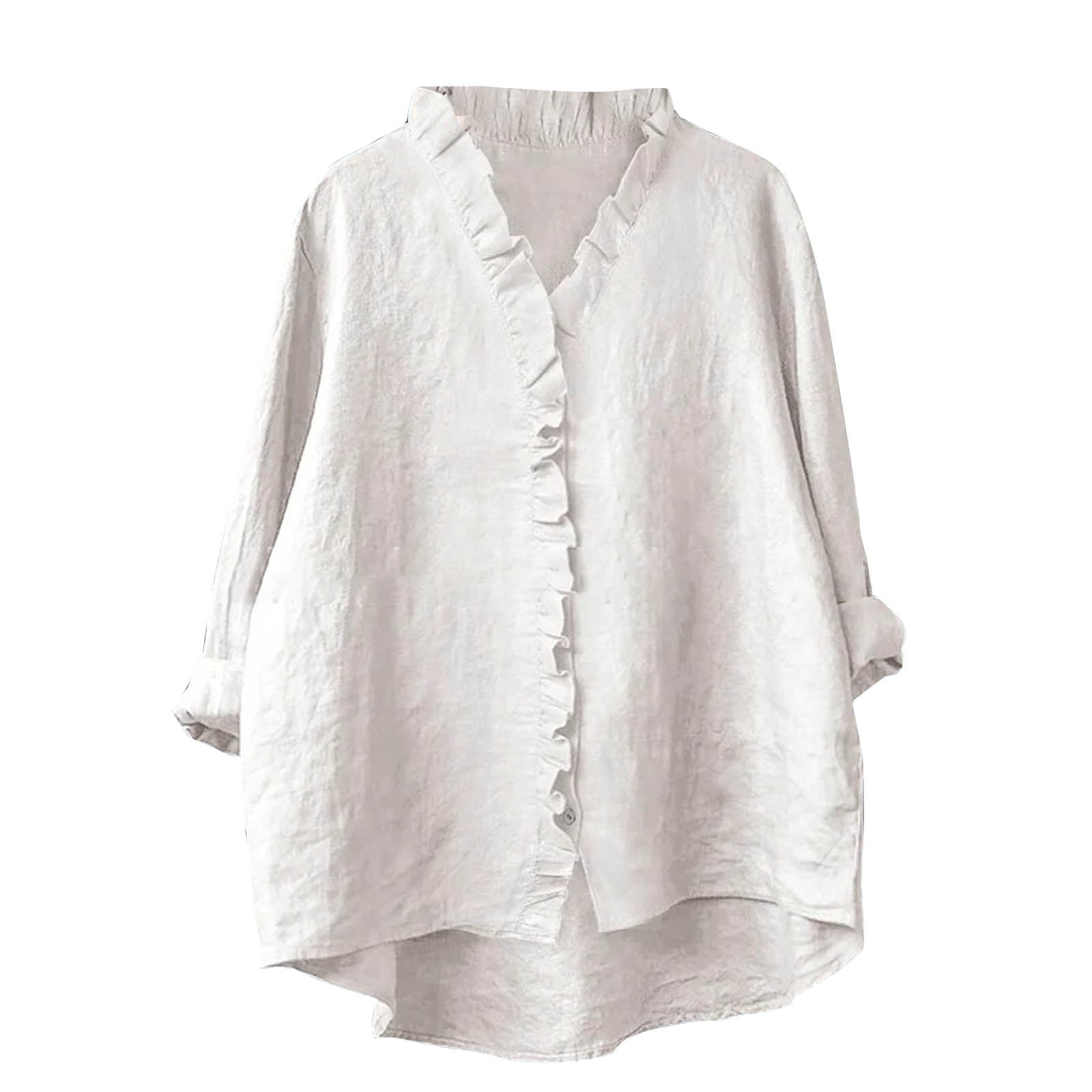 Click here for Yubnlvae Womens Ruffled V-Neck Blouse 3/4 Sleeve C... prices