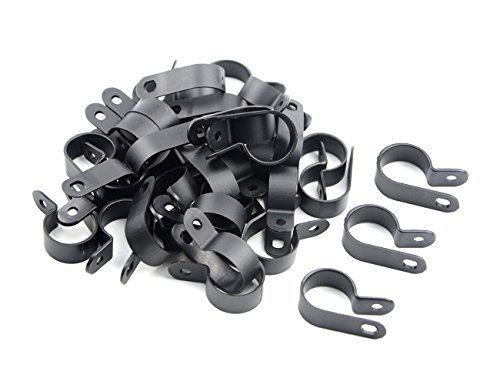 TOVOT 100 PCS R-Type Clip Cable Clamp 3/4" (19 mm) Black Nylon Screw ...