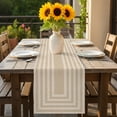 Beige Concentric Squares Cotton Linen Table Runner Vintage Abstract ...