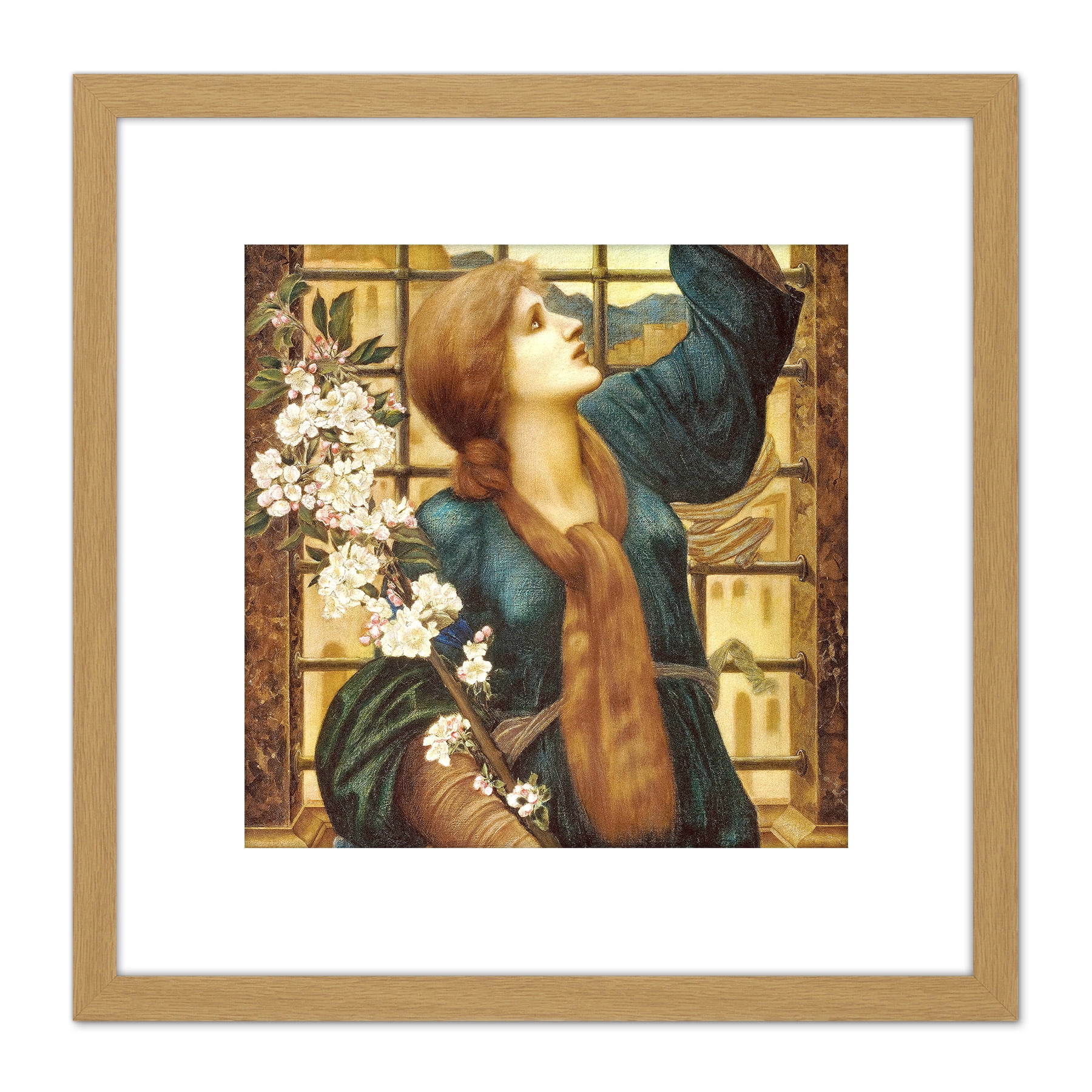 Burne Jones Hope Woman Flowers Painting 8X8 Inch Square Wooden Framed ...