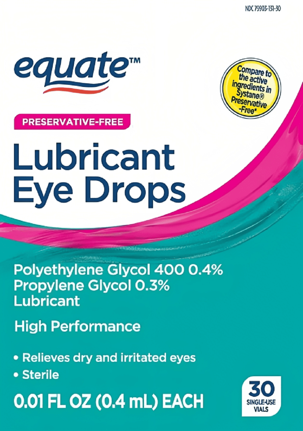 Equate Lubricant Eye Drops, Preservative-Free, 0.1 oz., 30 Count ...