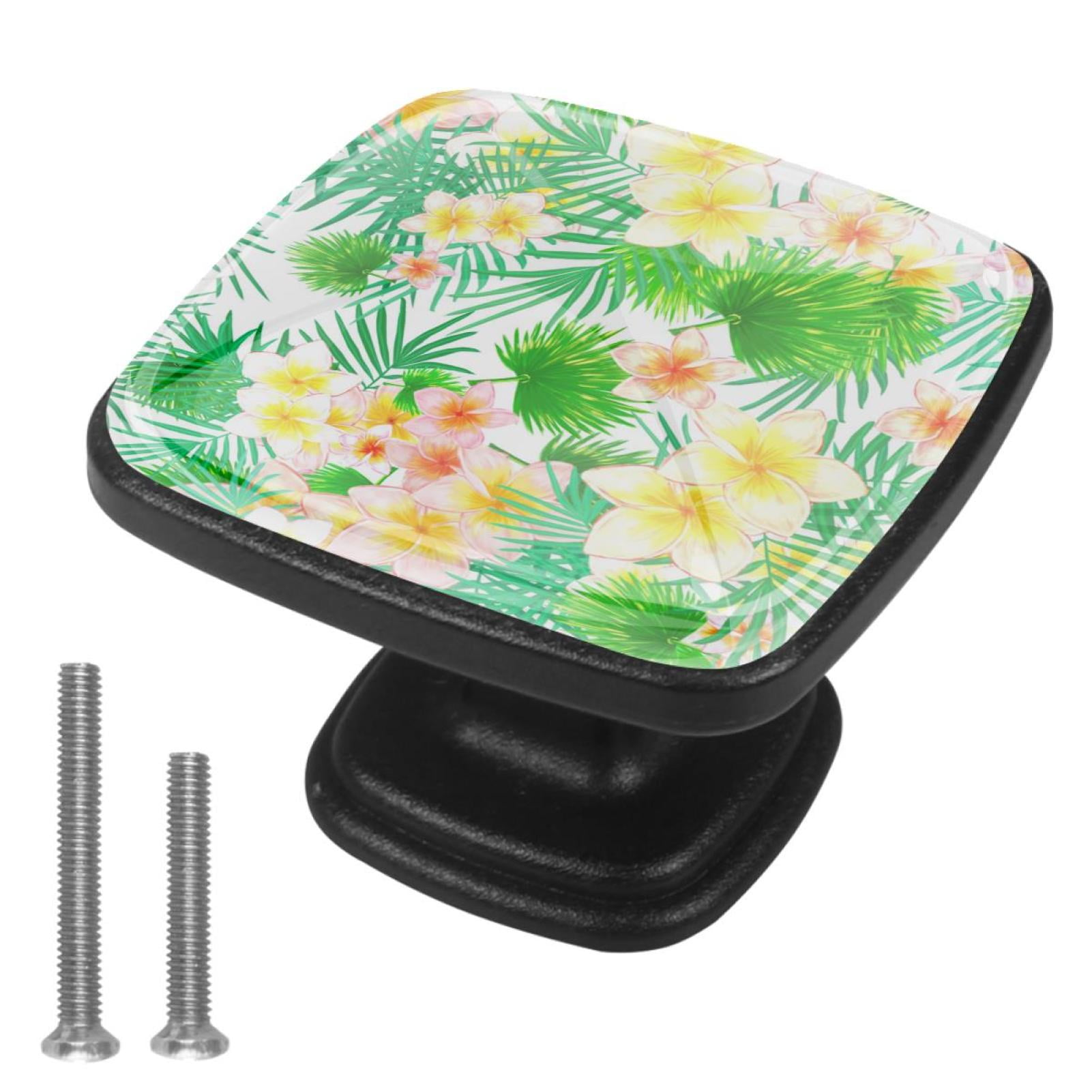 4 Pcs Cabinet Handle Drawer Pulls Tropical Fresh Leaves Knobs with ...