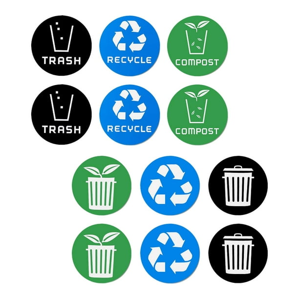 DOLITY 12 Pieces Garbage Can Stickers Recycling Bins Stickers Garbage ...