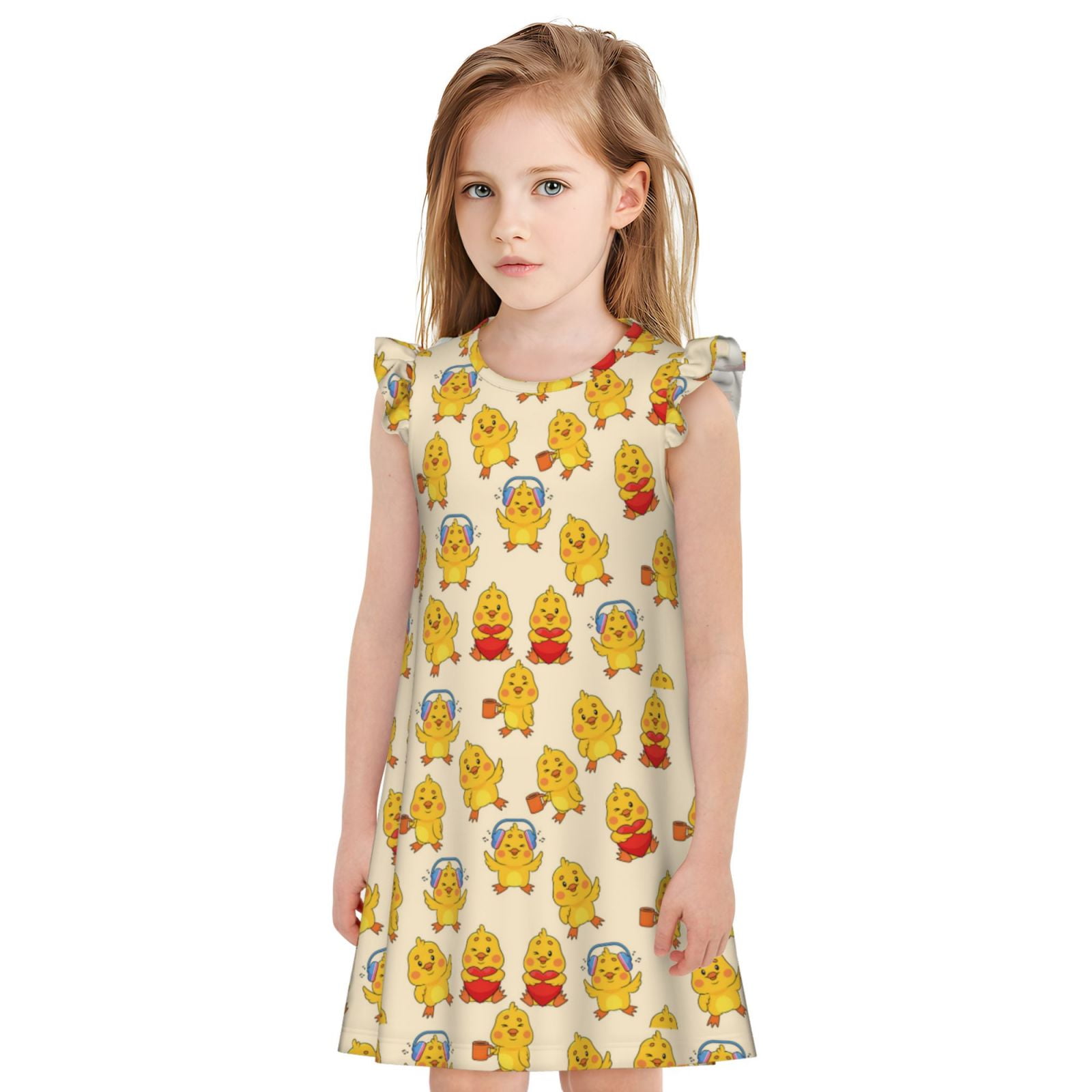 Cauagu Cute Chicken Pattern Girls Nightgowns Sleepwear Short Sleeve ...