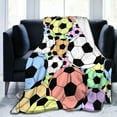 Fun Black and White Soccer Sports Ball Throw Blanket Soft Bed Bedding ...