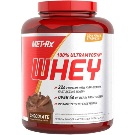 MET-Rx 100% Ultramyosyn Whey Protein Powder, Chocolate, 22g Protein, 5 ...