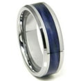 Titanium Kay Tungsten Carbide Blue Riverstone Inlay Comfort Fit Mens ...