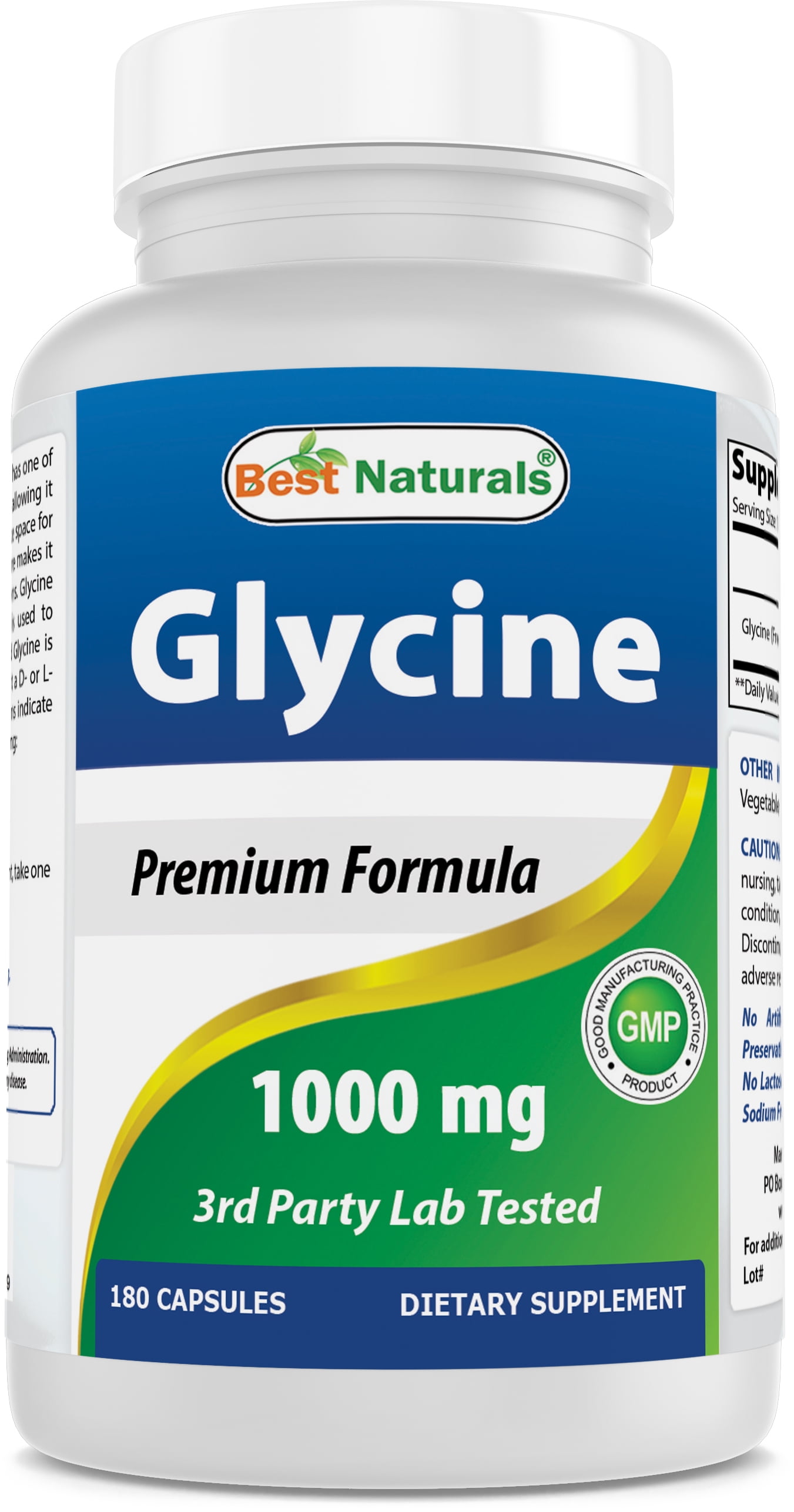 Best Naturals Glycine 1000 mg 180 Capsules - Walmart.com