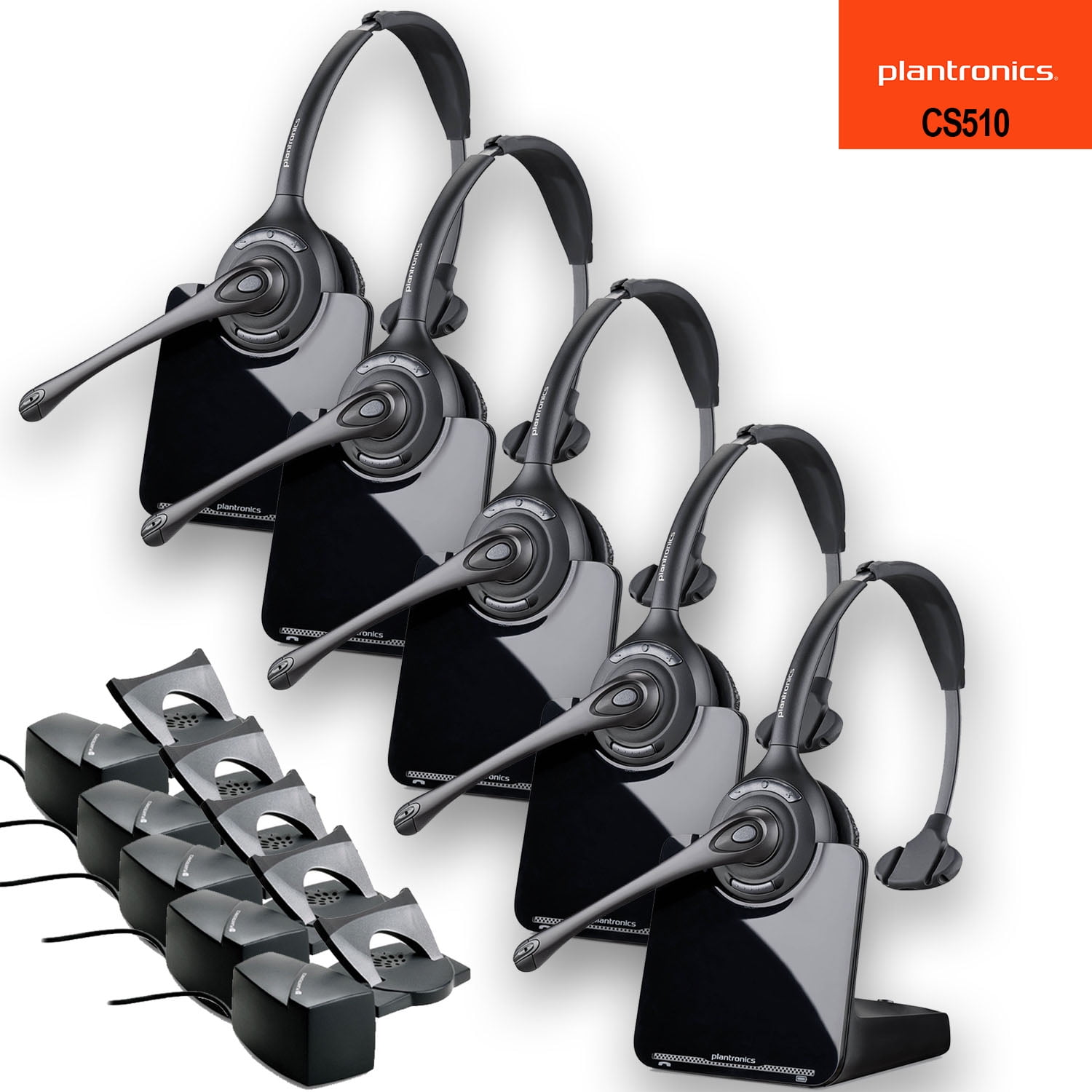 Plantronics CS510 Wireless Headset System + HL10 Handset Lifter - 5 ...