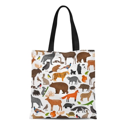 JSDART Canvas Bag Resuable Tote Grocery Shopping Bags Wildlife Forest ...