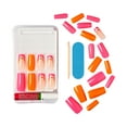 Kiss Salon Design Medium Coffin Glue On Nails Glossy Dark Pink We Go