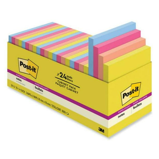 Post-it Super Sticky Notes - Summer Joy Collection - 3" x 3" Plain, 24 ...