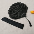 Stri Women Folding Fans Handmade Lace Japanese Style Shell Shape Fan ...
