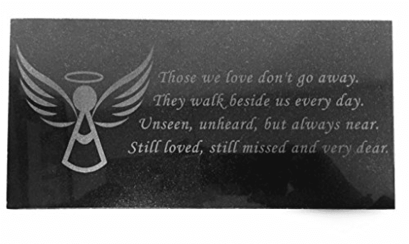 3D Laser Engraved Black Granite Stone Angel Memorial Marker 12 x 6 ...
