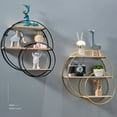 LASIEYO Round Wall Shelf, Wall-Mounted Circular Shelf, Wood & Metal ...