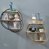 LASIEYO Round Wall Shelf, Wall-Mounted Circular Shelf, Wood & Metal ...