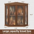 Extra Large Acacia Wood Corner Bread Box for Kitchen Countertop, 16.5 ...
