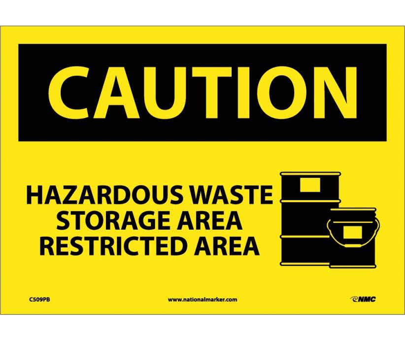 NMC Signs C509Pb, Caution Hazardous Waste Storage Area Sign, 10 X 14 ...