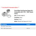Marketplace Auto Parts Front Wheel Hub Bearing Repair Kit, Fits 1992 ...