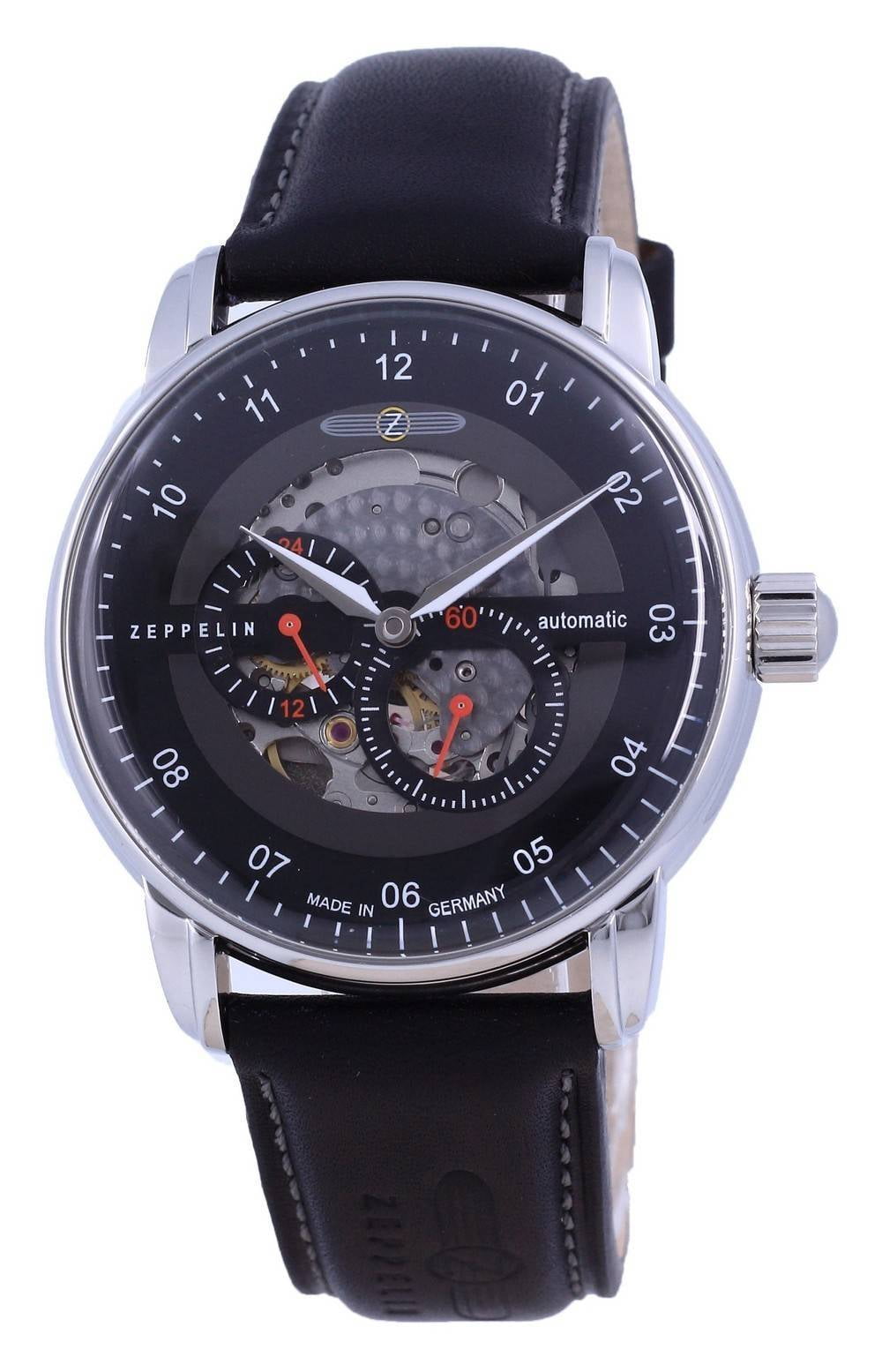 Zeppelin Captain's Line Skeleton Leather Automatic 8664-2 86642 Men's ...