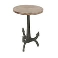 DecMode 18" x 26" Black Metal Anchor Accent Table with Brown Wood Top ...