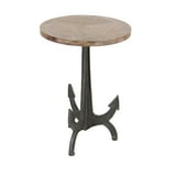 DecMode 18" x 26" Black Metal Anchor Accent Table with Brown Wood Top ...