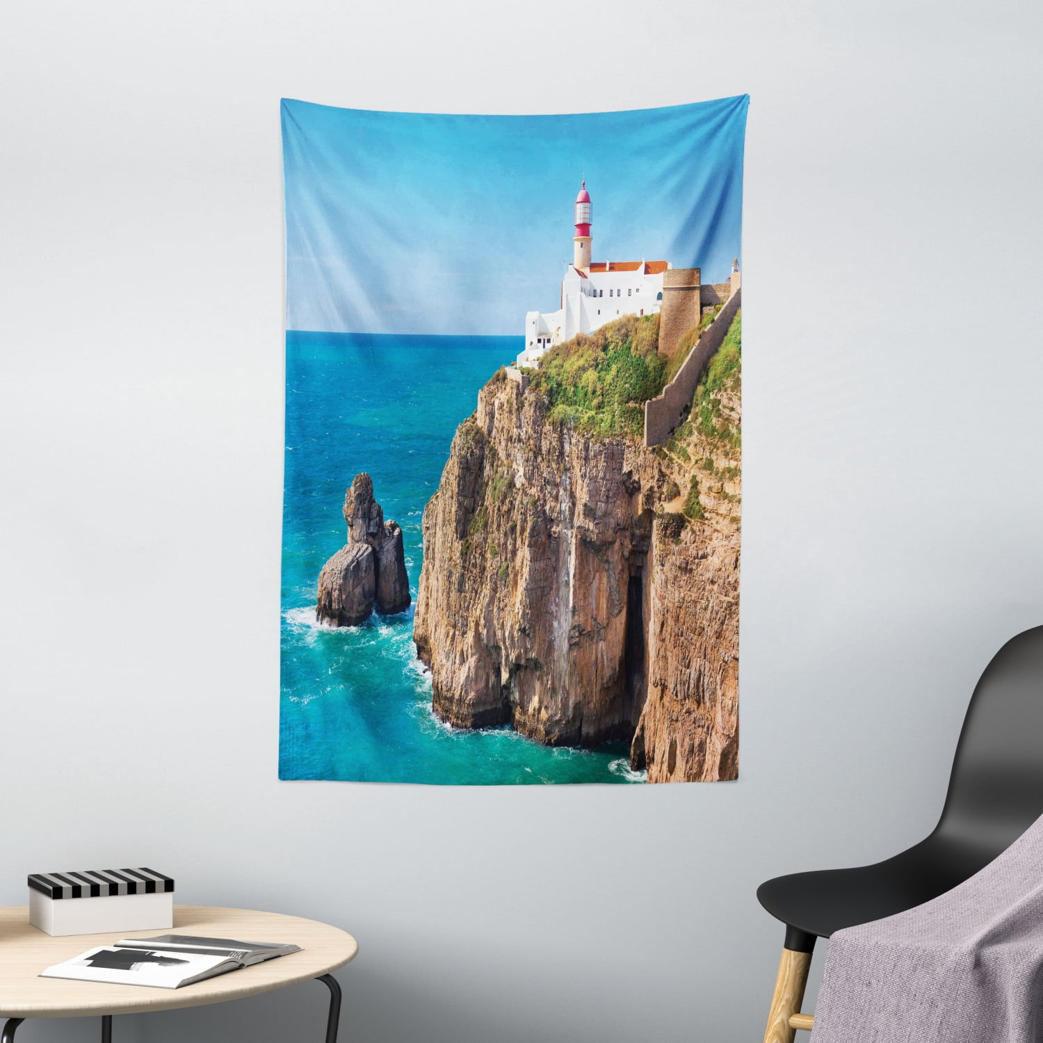 Lighthouse Decor Wall Hanging Tapestry, Daytime at Rocky Lighthouse ...